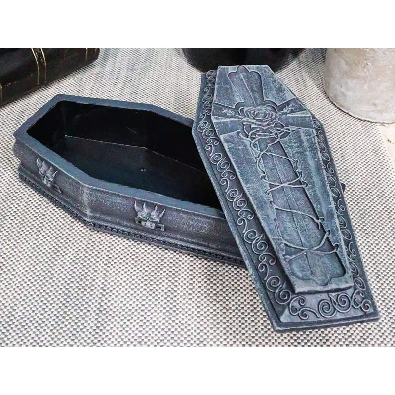 Fleur De Lis Living Porcaro Gothic Gargoyle with Twisted Rose Vine Cross Coffin Jewelry Box ...